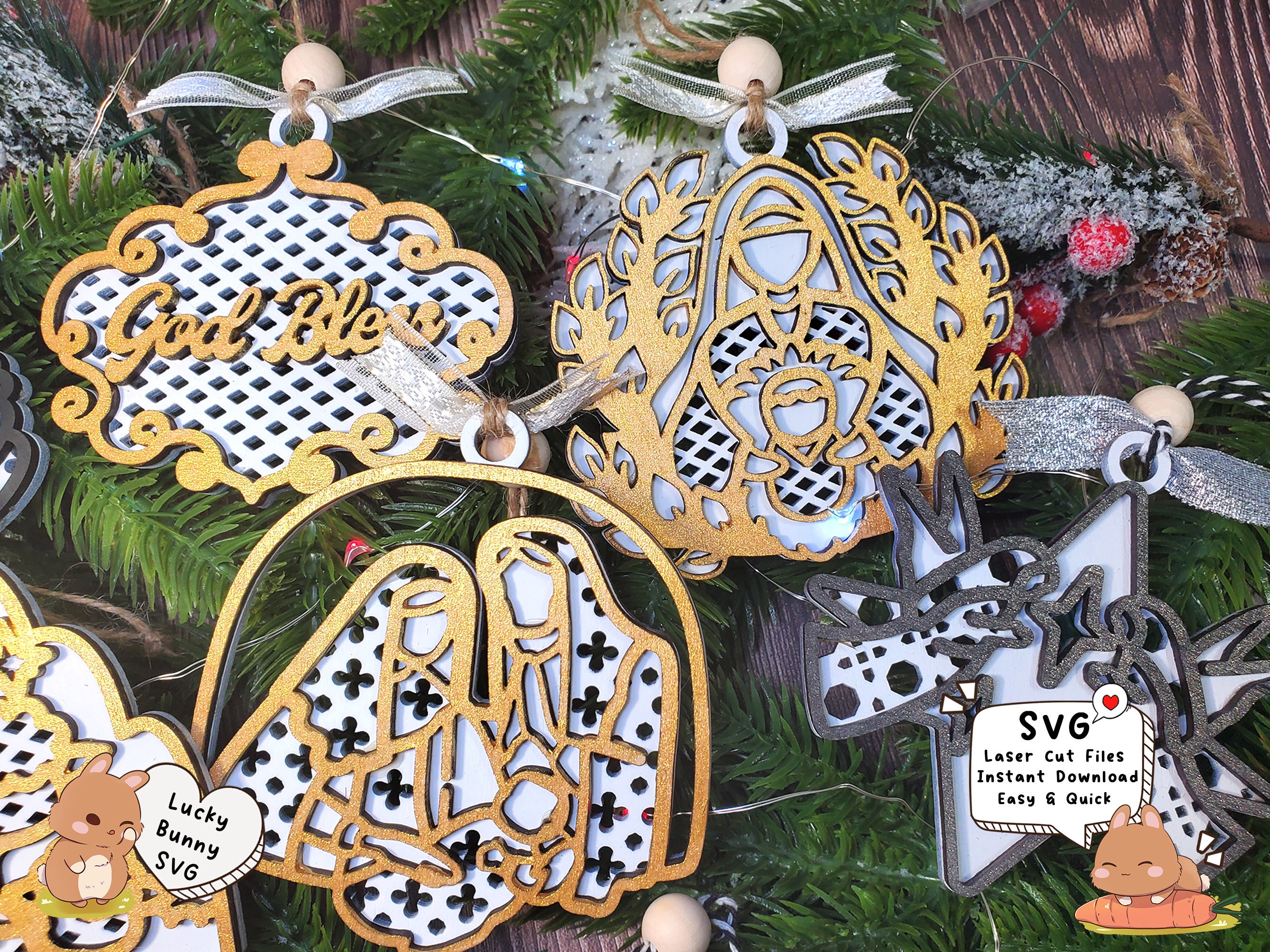 9 Design Nativity Scene Bundle SVG Christmas Rattan SVG for Glowforge ...