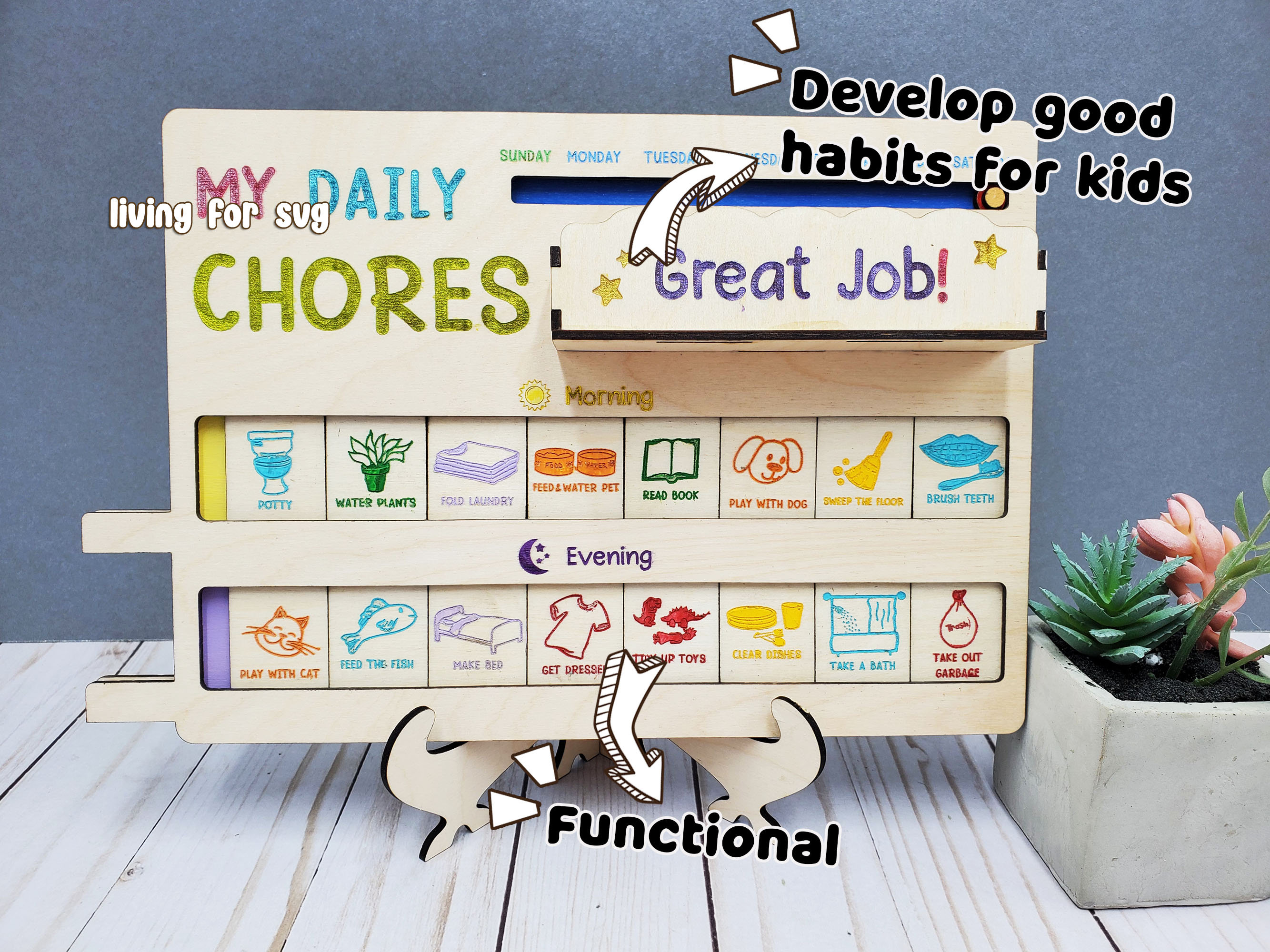 Daily Chores Tracker for Kids, Include Chores Activities, and Tray ...