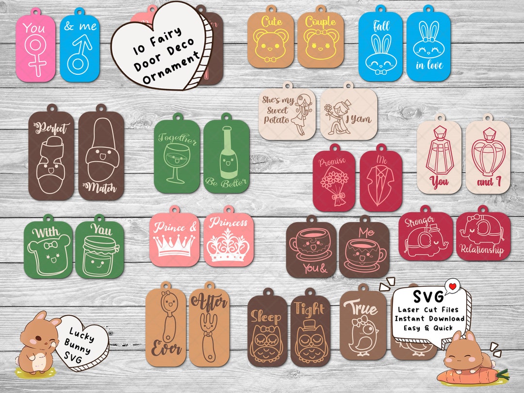 Cute Couple Keychain SVG Bundle for Laser Cut | Instant Download ...