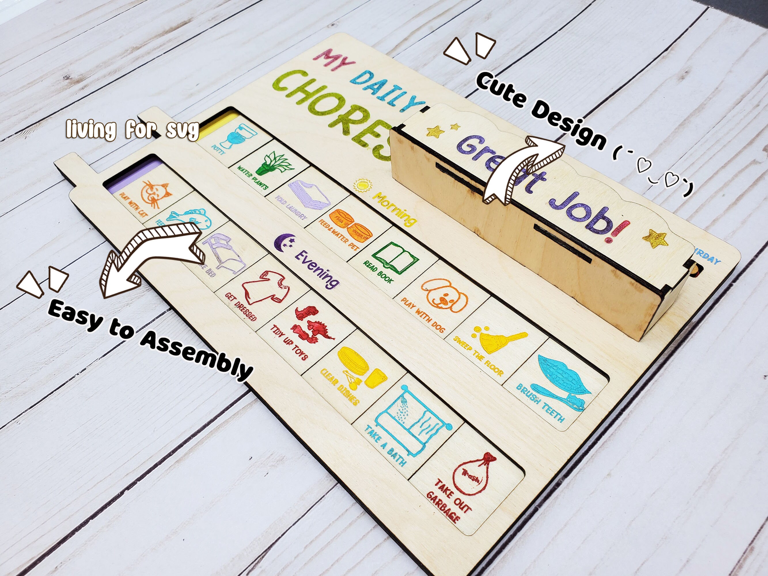 Daily Chores Tracker for Kids, Include Chores Activities, and Tray ...