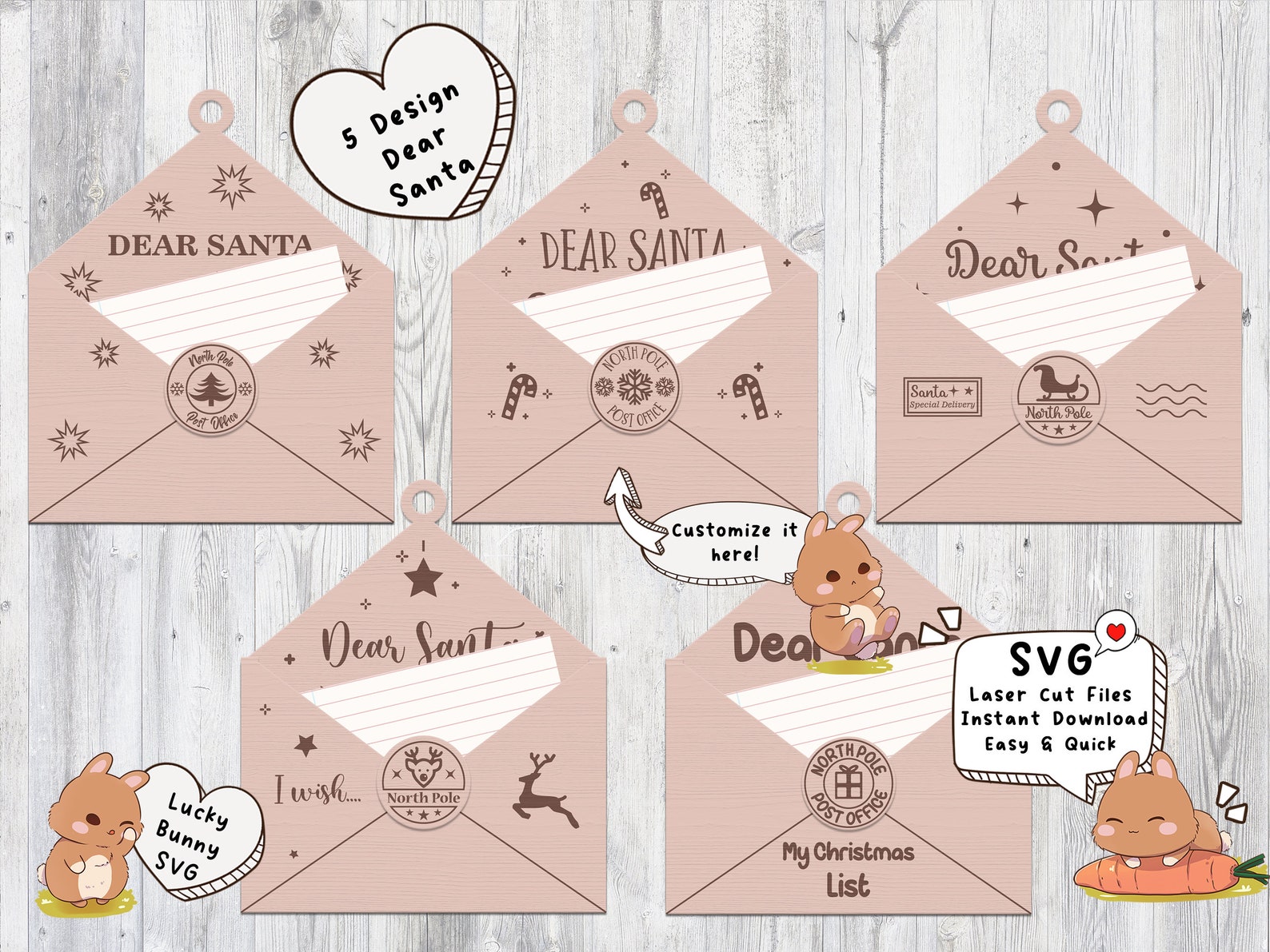 Letter for Santa Svg Dear Santa SVG for Glowforge Laser Cut - Etsy