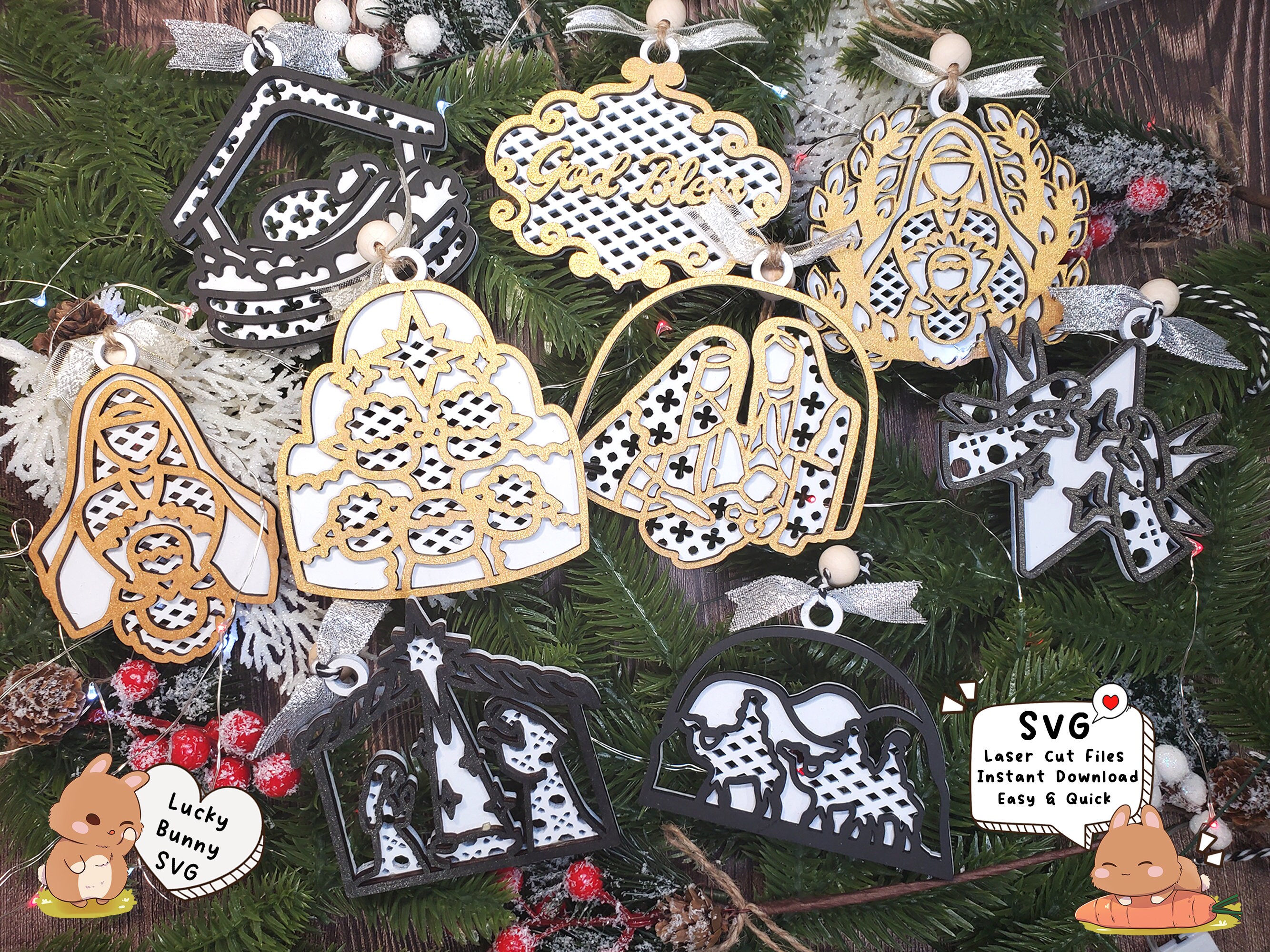 9 Design Nativity Scene Bundle SVG Christmas Rattan SVG for Glowforge ...