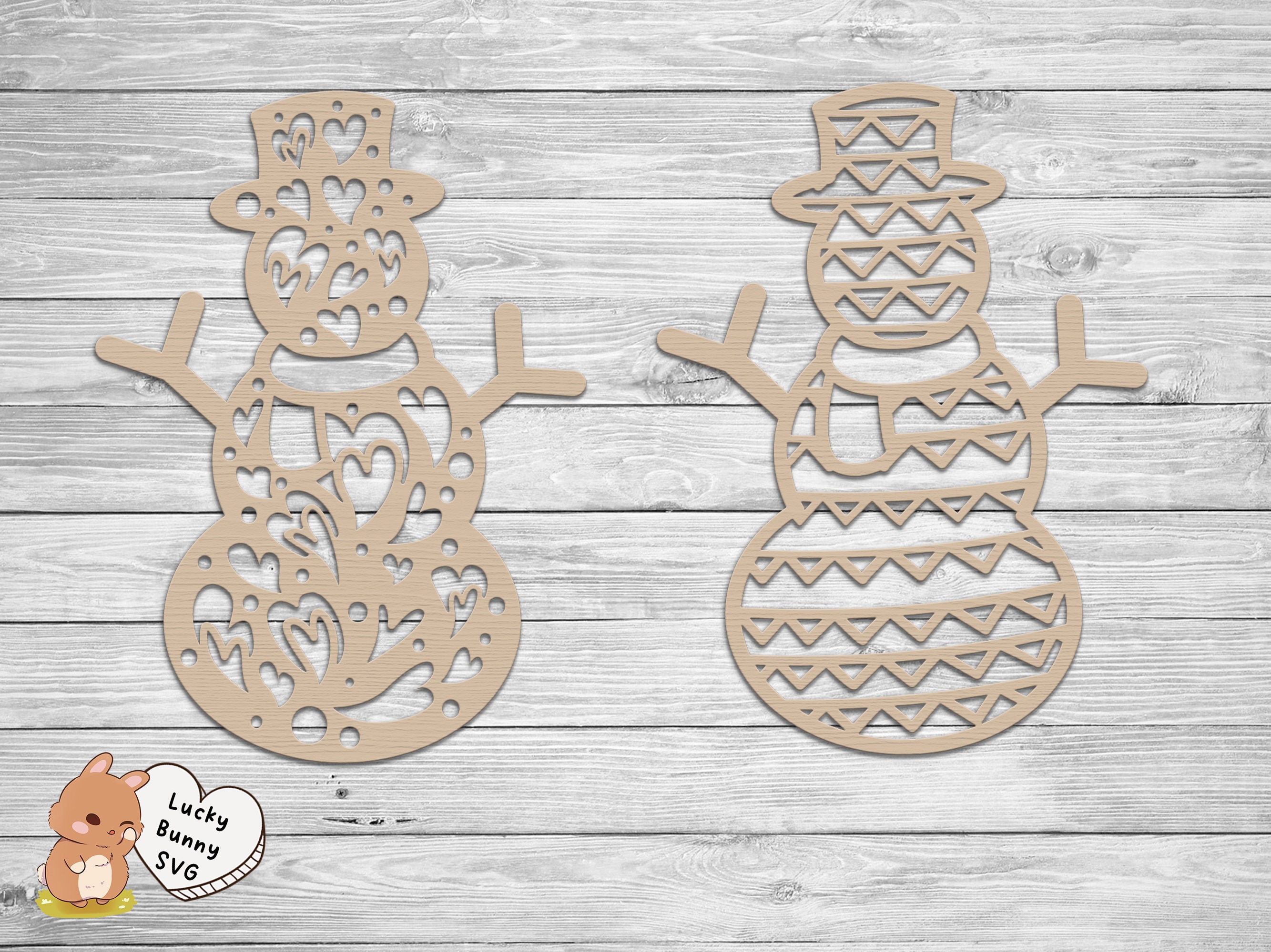10 Designs Patterned Snowman Christmas Bundle Easy Make SVG, Winter ...
