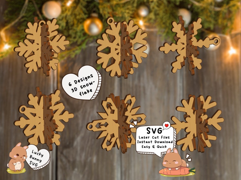 6 Design of 3D Snowflake SVG for Glowforge or Laser Cut CNC Decor ...