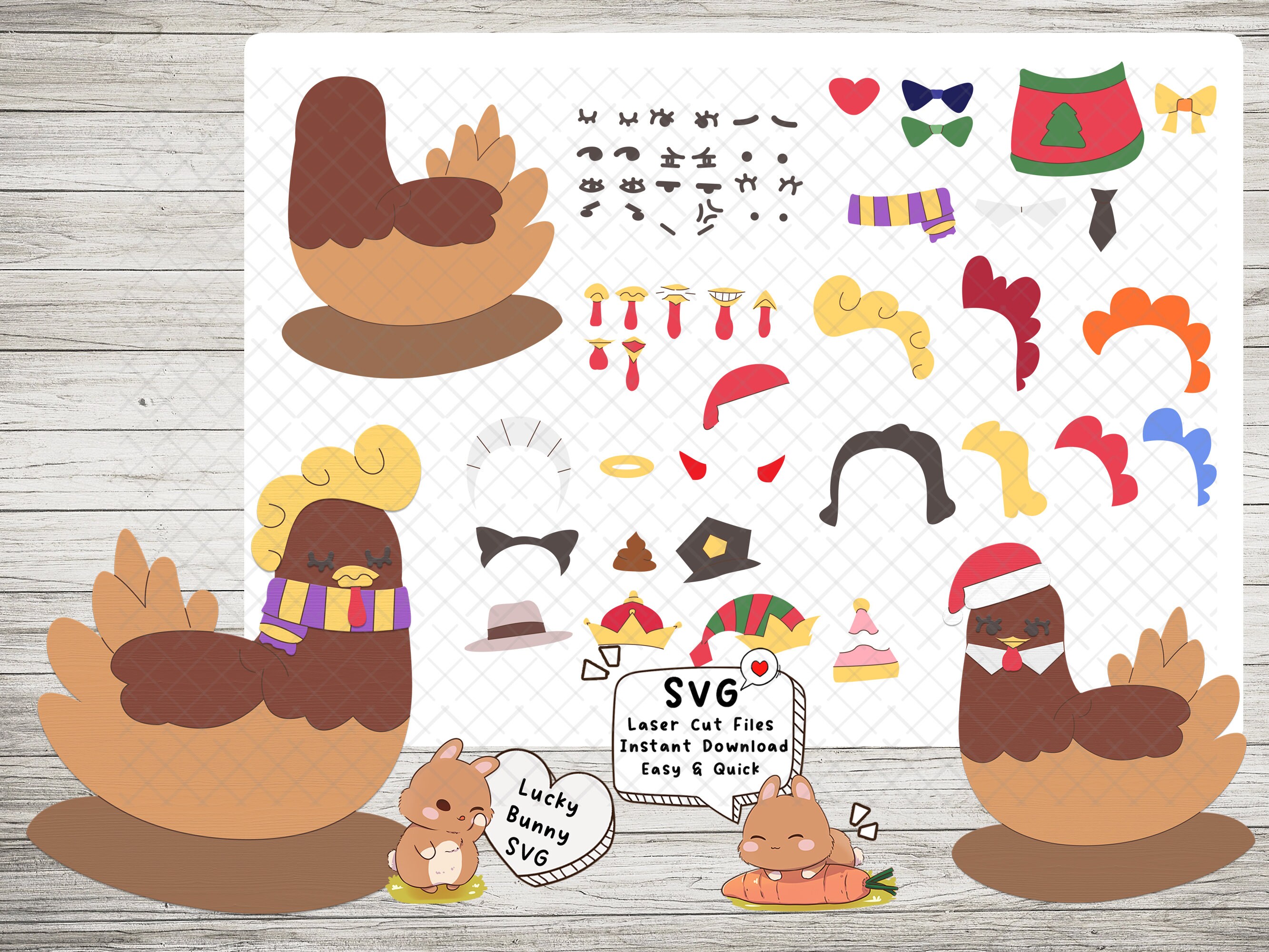 Chicken Dress up SVG Files for Glowforge or Laser Cut Cnc, PNG for ...