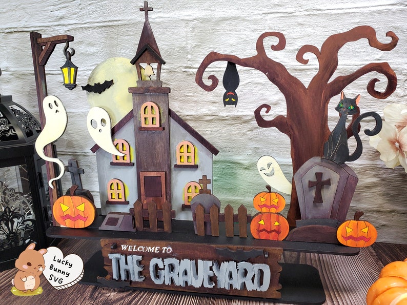 Graveyard Cemetery SVG Glowforge Laser Cnc Cut Decor Digital Files ...