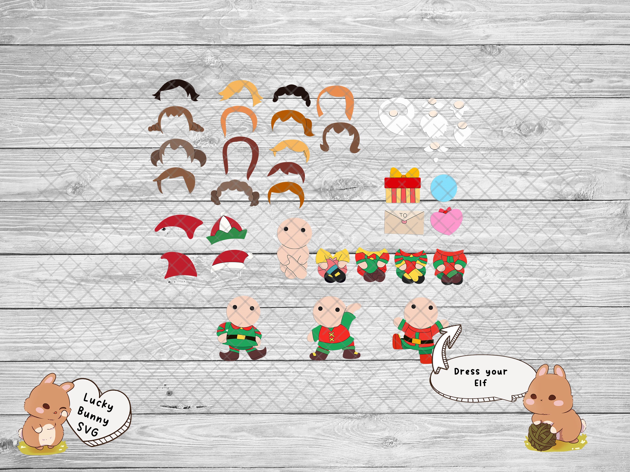 Elf Present Dress up SVG Files for Glowforge or Laser Cut Cnc, PNG for ...