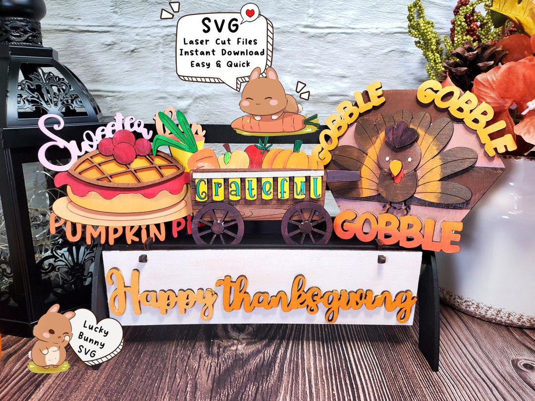 Happy Thanksgiving SVG Glowforge Laser Cnc Cut Decor Digital Files ...