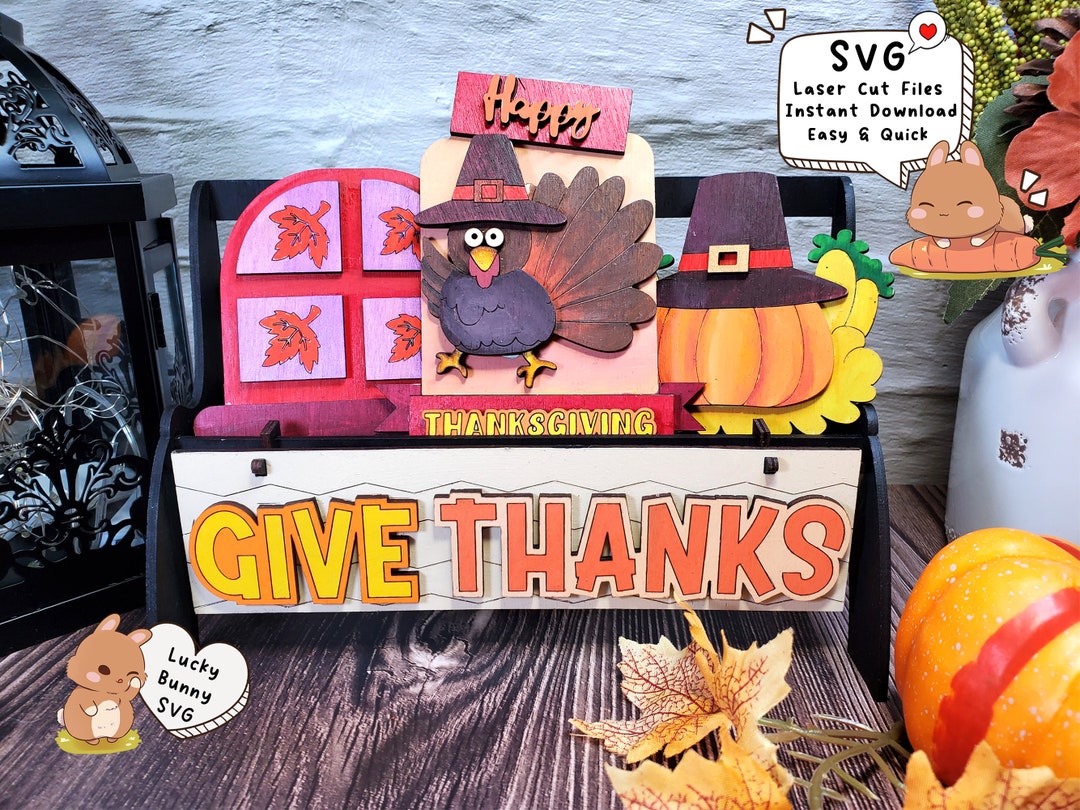 Thanksgiving SVG Glowforge Laser Cnc Cut Decor Digital Files ...