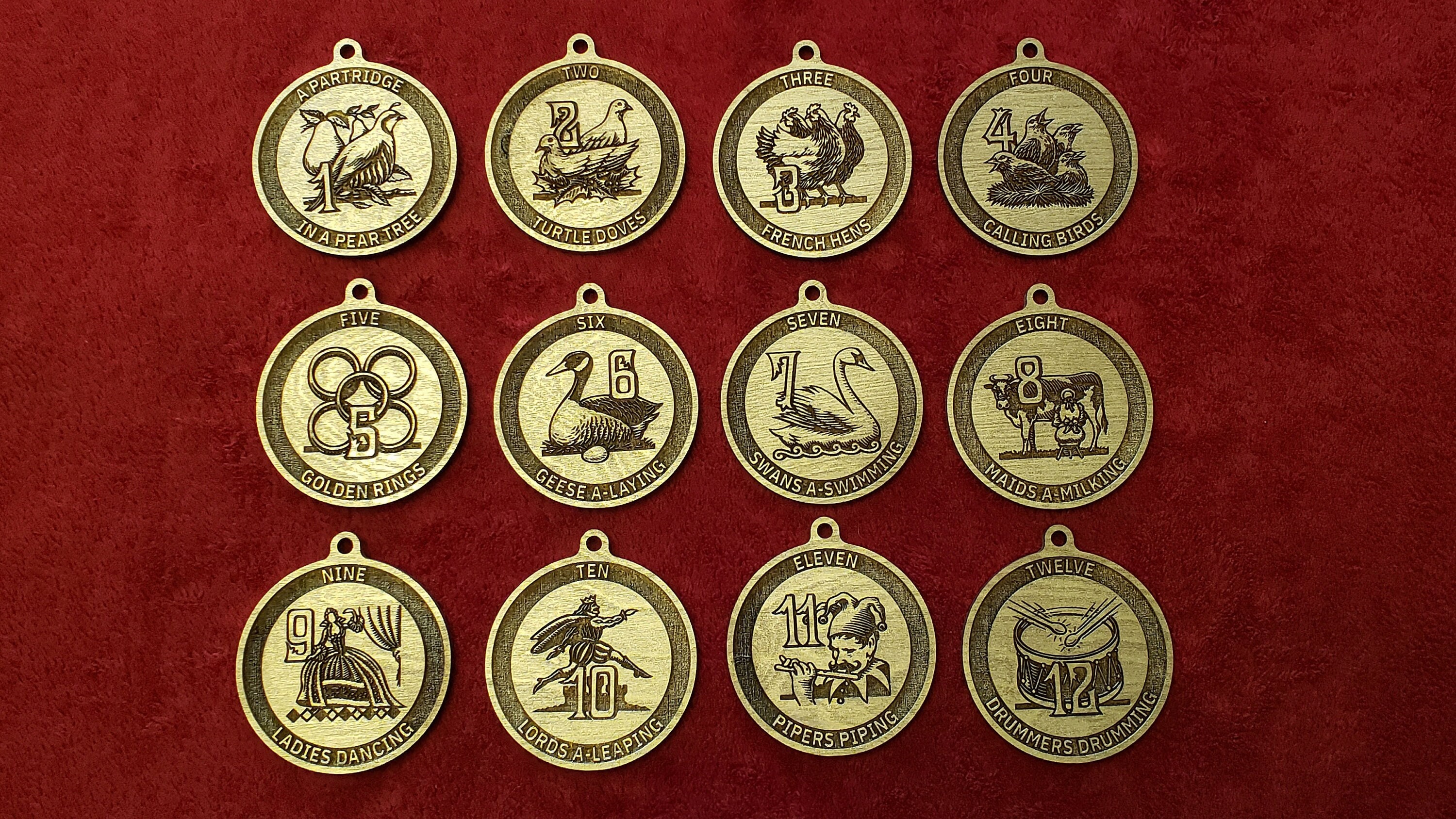 Twelve Days of Christmas Gold Tree Ornaments - Etsy