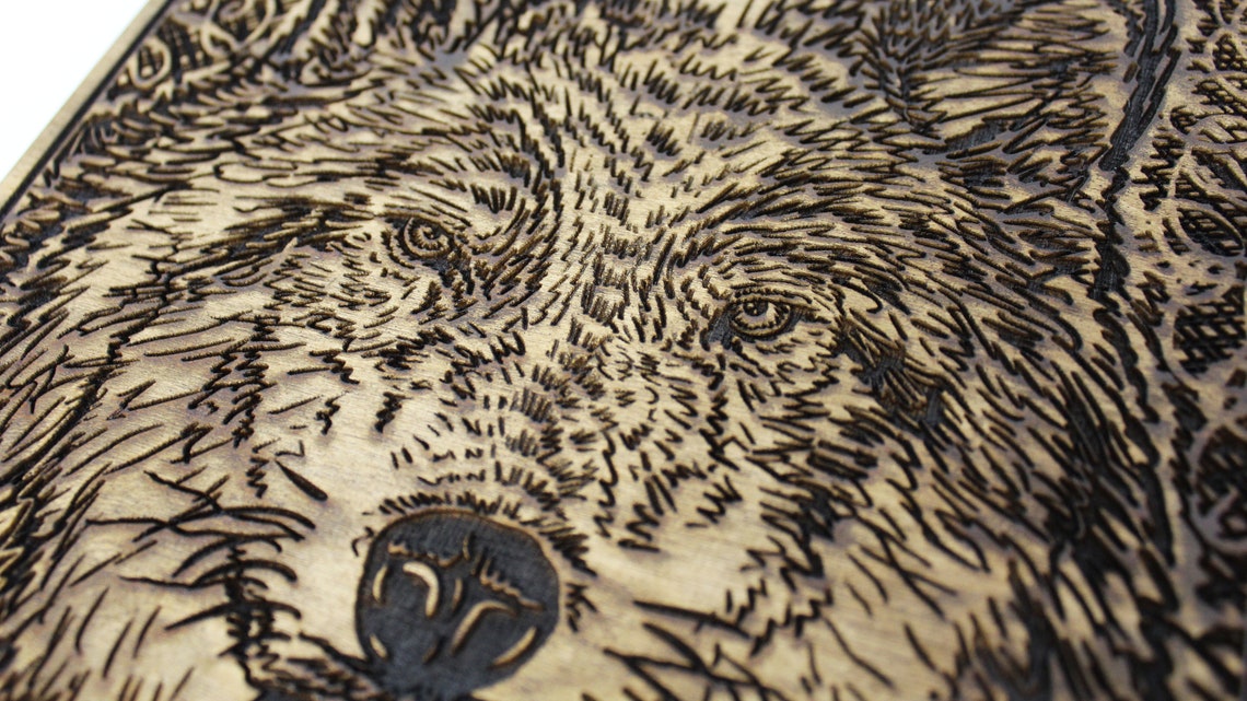Wolf - Engraved Wood Wall Art 8x10 - Etsy