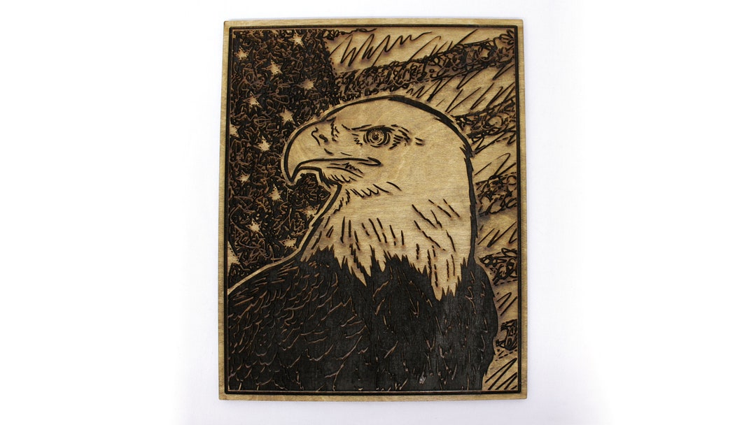 American Bald Eagle - Engraved Wood Wall Art 8x10 - Etsy