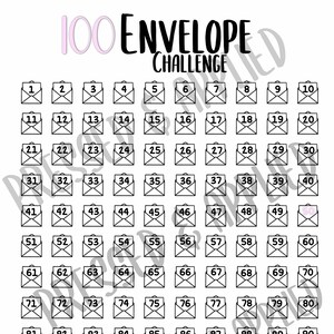 100 Envelope Challenge Digital PDF Savings Challenge - Etsy