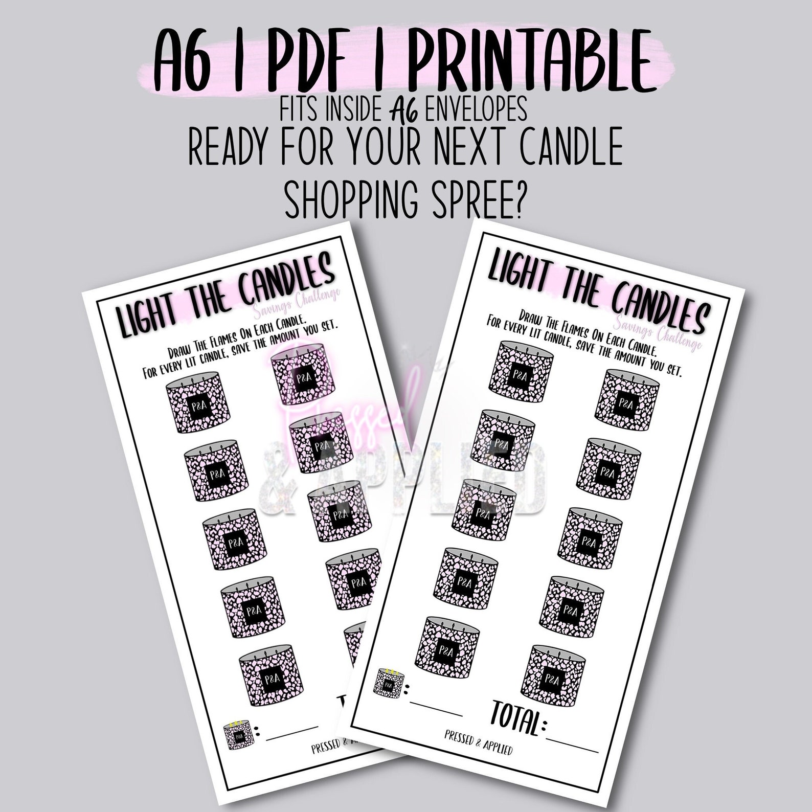 Candles Savings Challenge Tracker Digital Challenge - Etsy