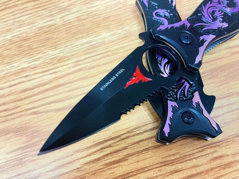 8purple Dragon Tactical Spring Assisted Open EDC Blade - Etsy