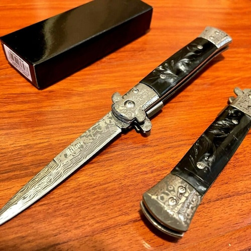 9 Black Italian Milano Stiletto Spring Assisted Folding | Etsy