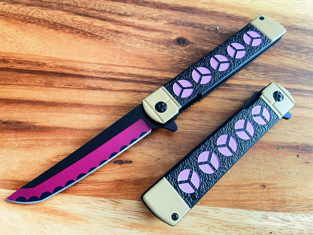Black & Purple Anime Sword Design Spring Assisted Folding Knife - Etsy