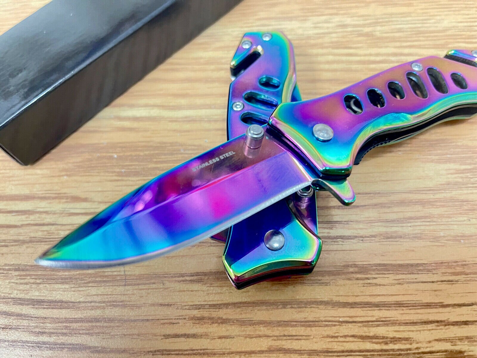 6.75rainbow Tactical Spring Assisted Blade EDC Folding Pocket | Etsy