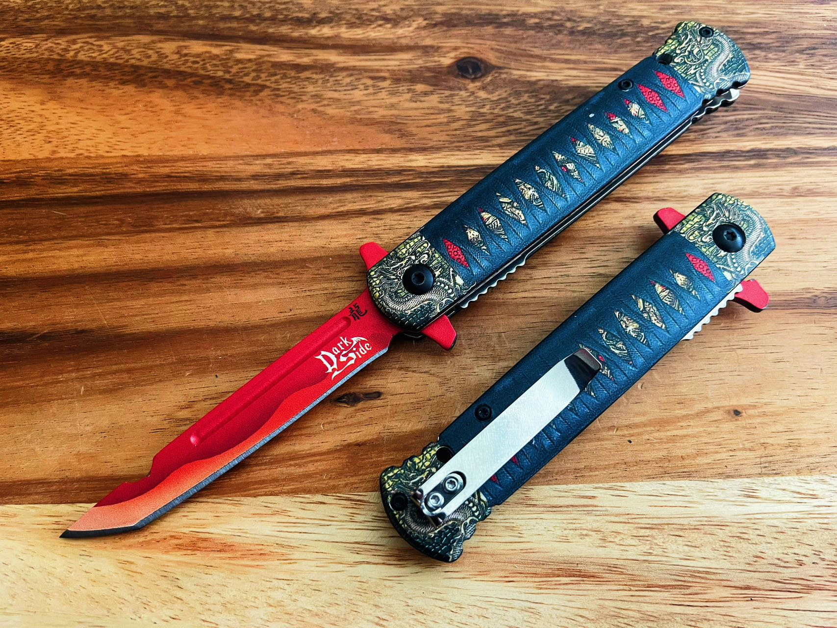 9" Red Japanese Katana Style Folding Pocket Knife - Etsy