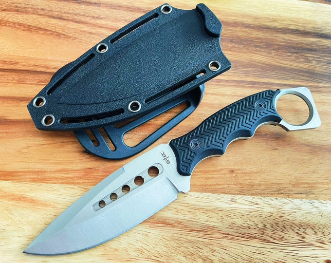 9" Tactical Knife With ABS Swivel Sheath Cutved Security Stainless ...