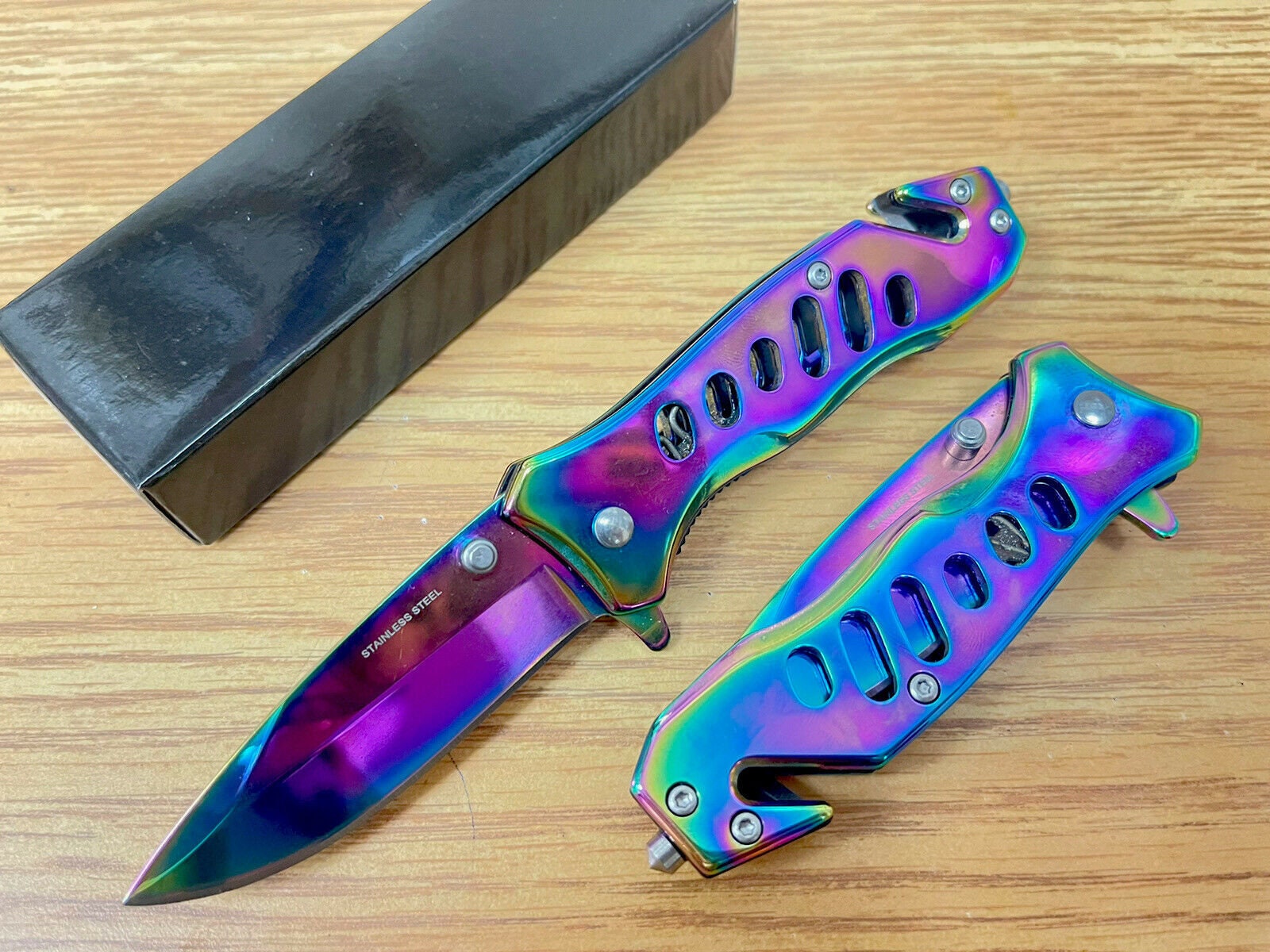 6.75rainbow Tactical Spring Assisted Blade EDC Folding Pocket | Etsy