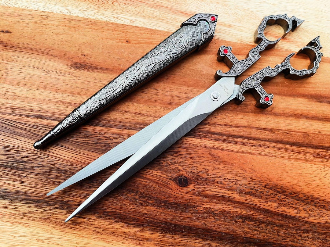 10.5" Vintage Silver Medieval Renaissance Gorgeous Scissors With Sheath ...