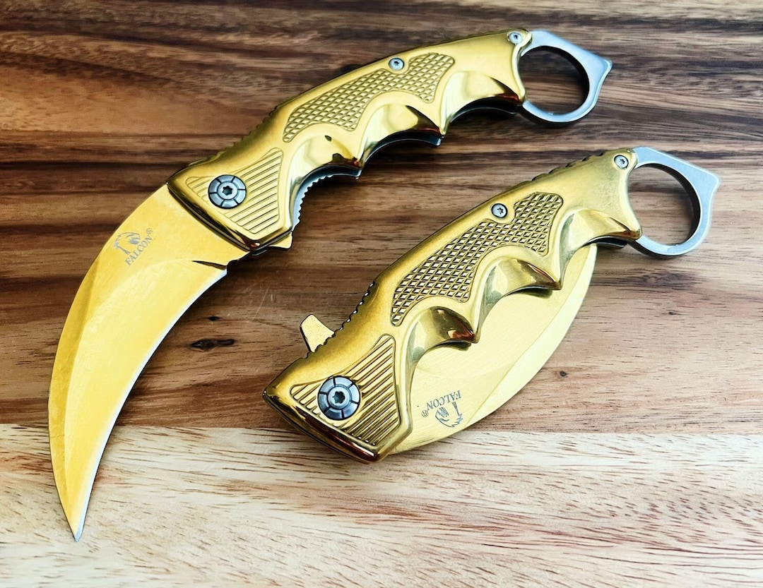 9 CSGO Luxury Gold Spring Assisted Hawkbill Karambit Claw - Etsy