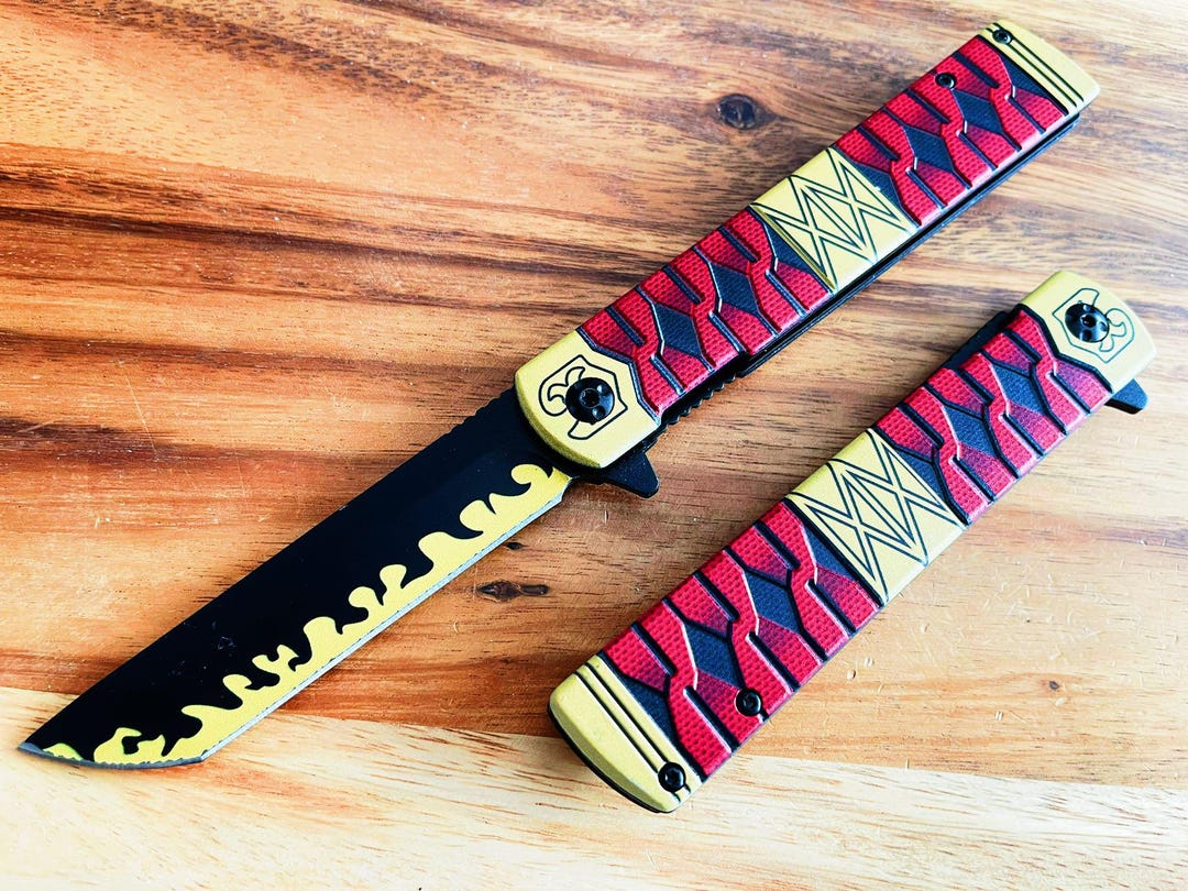 9" Red Anime Sword Spring Assisted Open Blade EDC Folding Cool Pocket ...