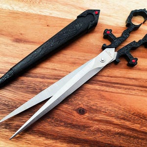 10.5" Vintage Black Medieval Renaissance Gorgeous Scissors With Sheath ...