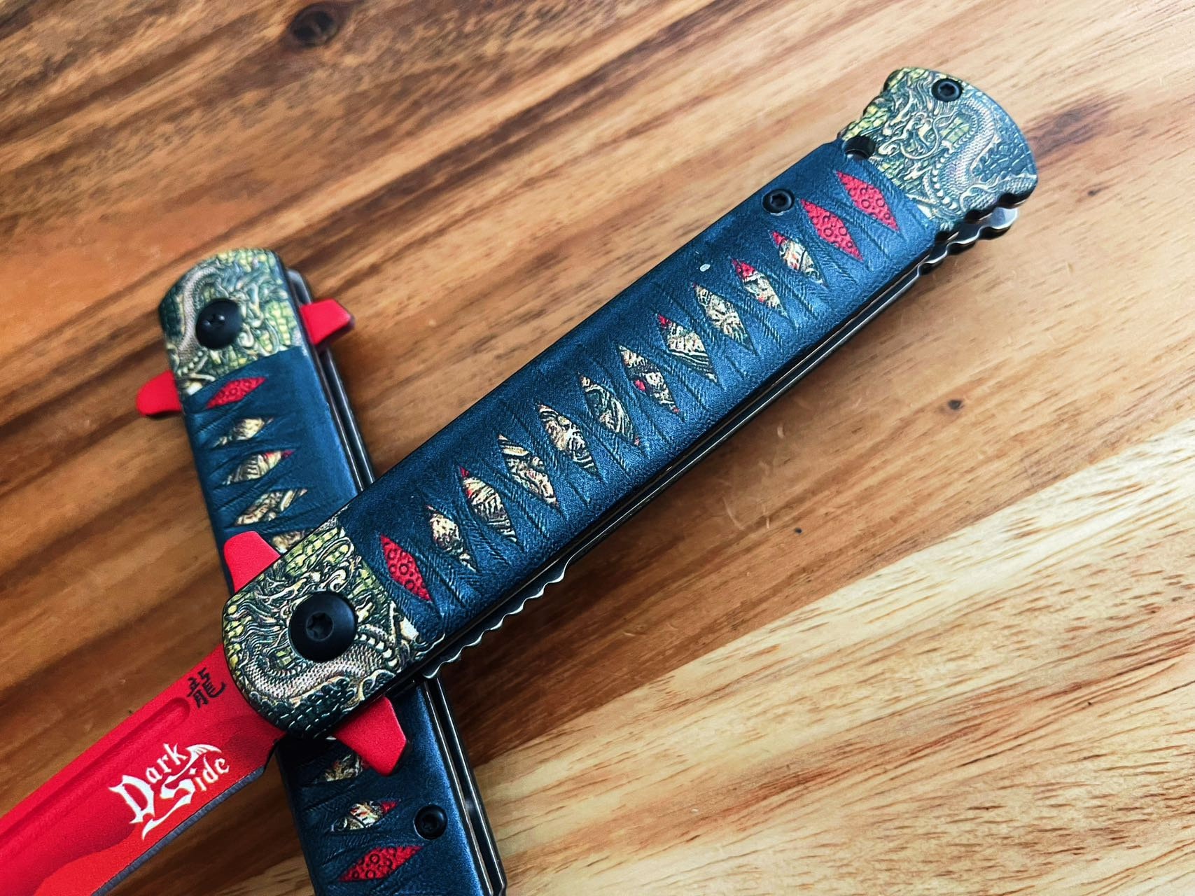 9" Red Japanese Katana Style Folding Pocket Knife - Etsy