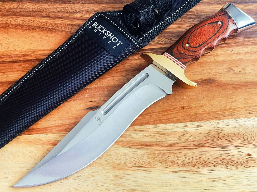 12 Luxury Stainless Steel Full Tang Hunting Knife W/ Wooden Handle ...