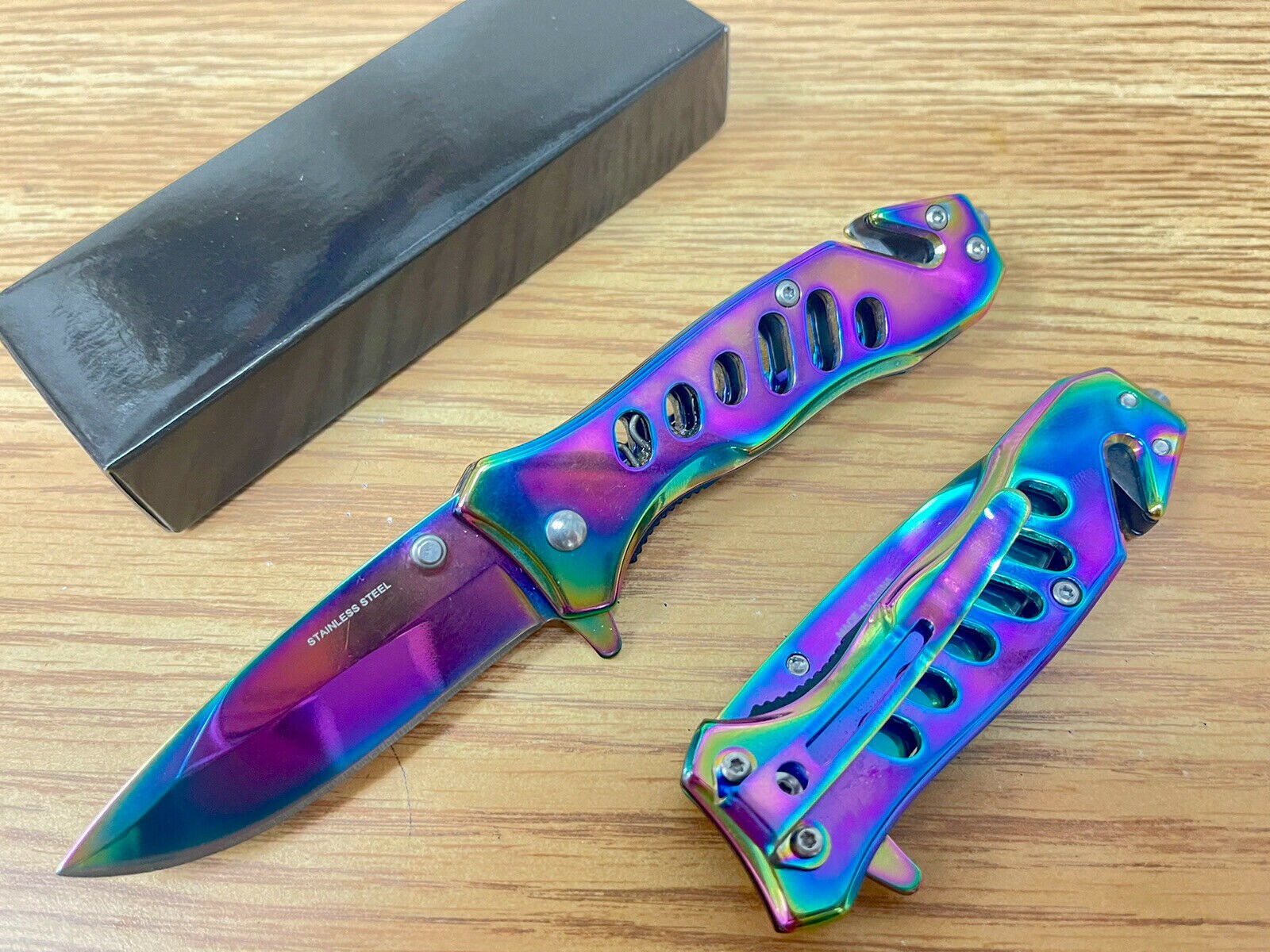 6.75rainbow Tactical Spring Assisted Blade EDC Folding Pocket | Etsy