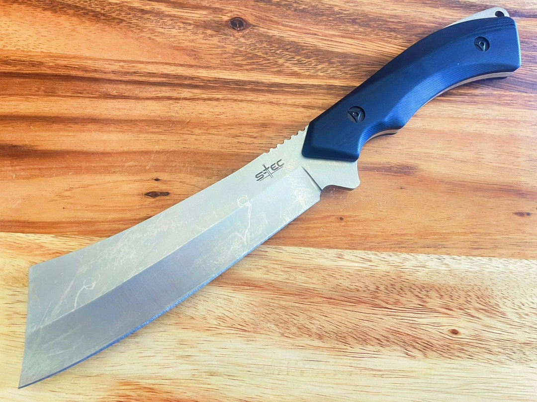 13.5" Hunting Cleaver: Stainless Steel Full Tang Knife With G10 Handle ...