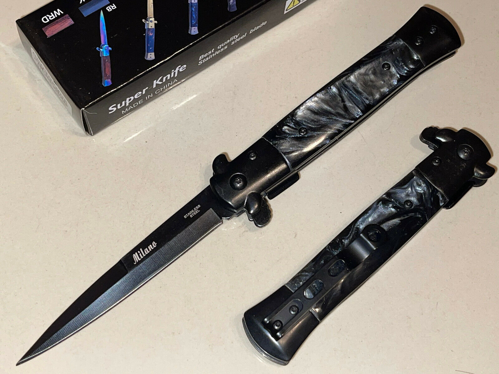 9 Black Italian Milano Stiletto Spring Assisted Folding | Etsy