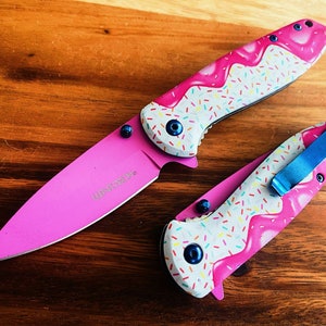 Pink Donut Dessert 3D Print Folding Pocket Knife - 8 Inch - Etsy
