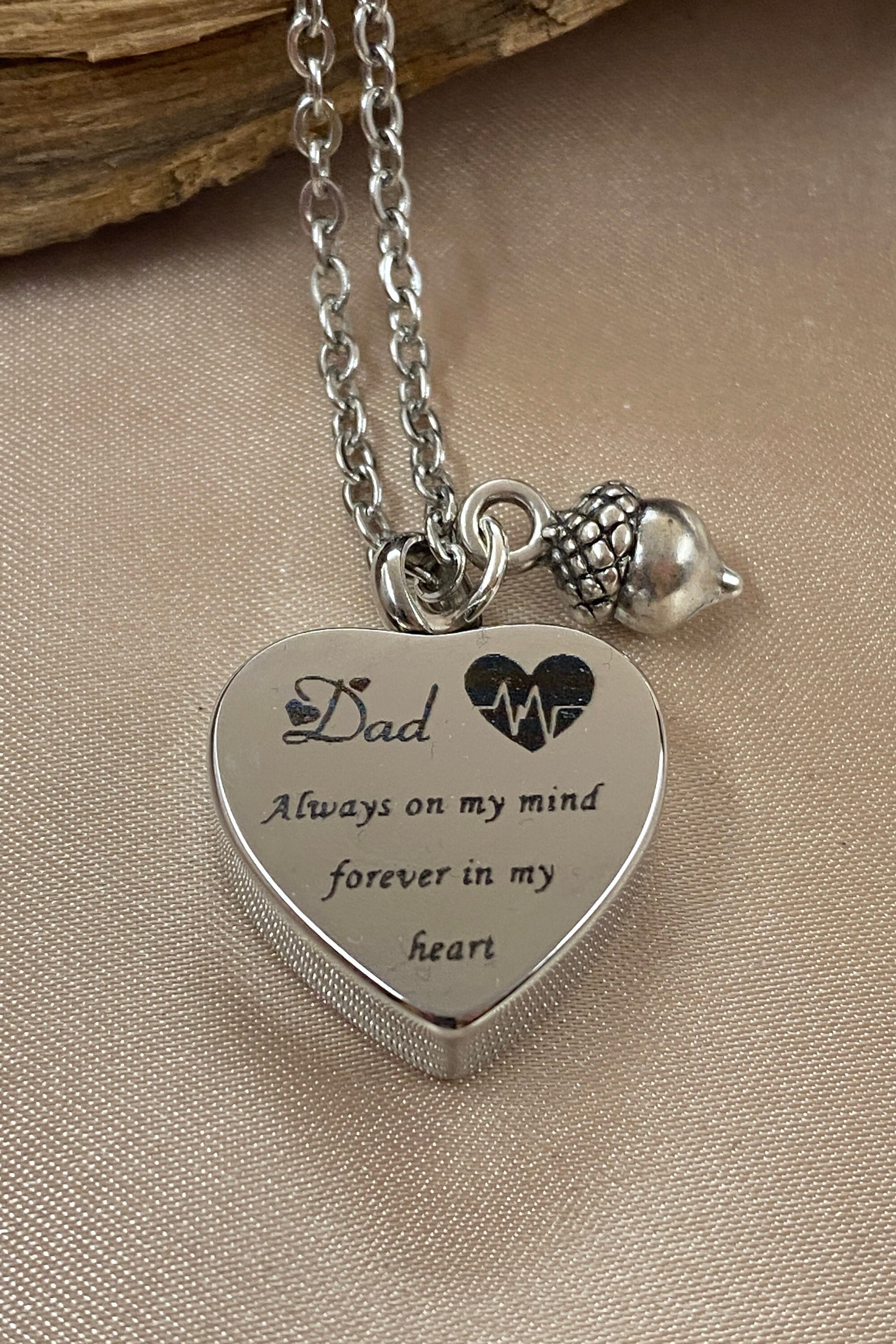 Memorial Acorn Urn Necklace for Ashes - Heart Ash Holder Jewelry for ...