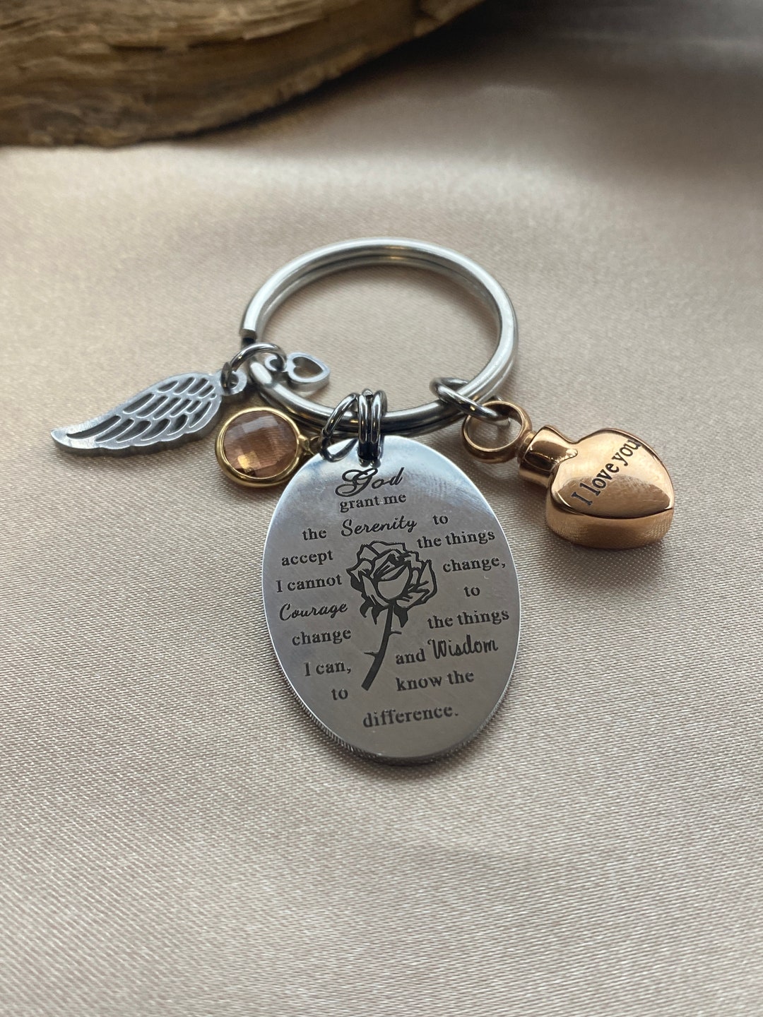 Heartfelt Serenity Keychain – Gold Heart Urn for Ashes – Engraved Charm ...