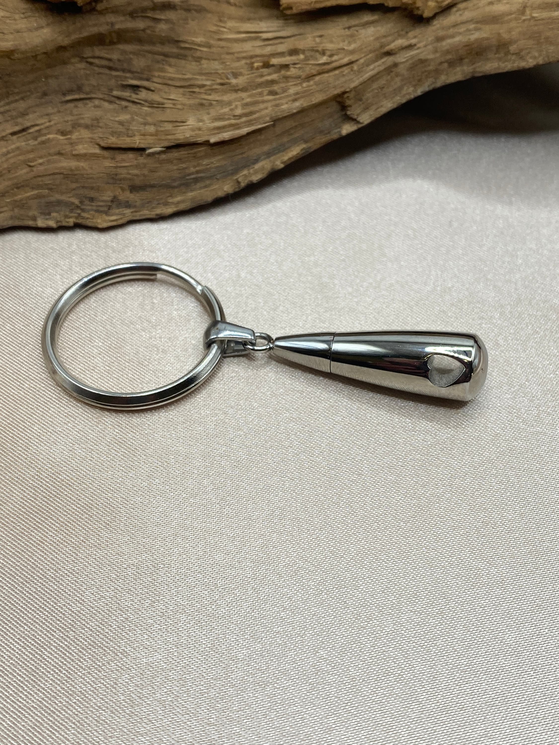 Tear Drop Urn Memorial Keychain With Heart Cut Out Stainless Steel ...