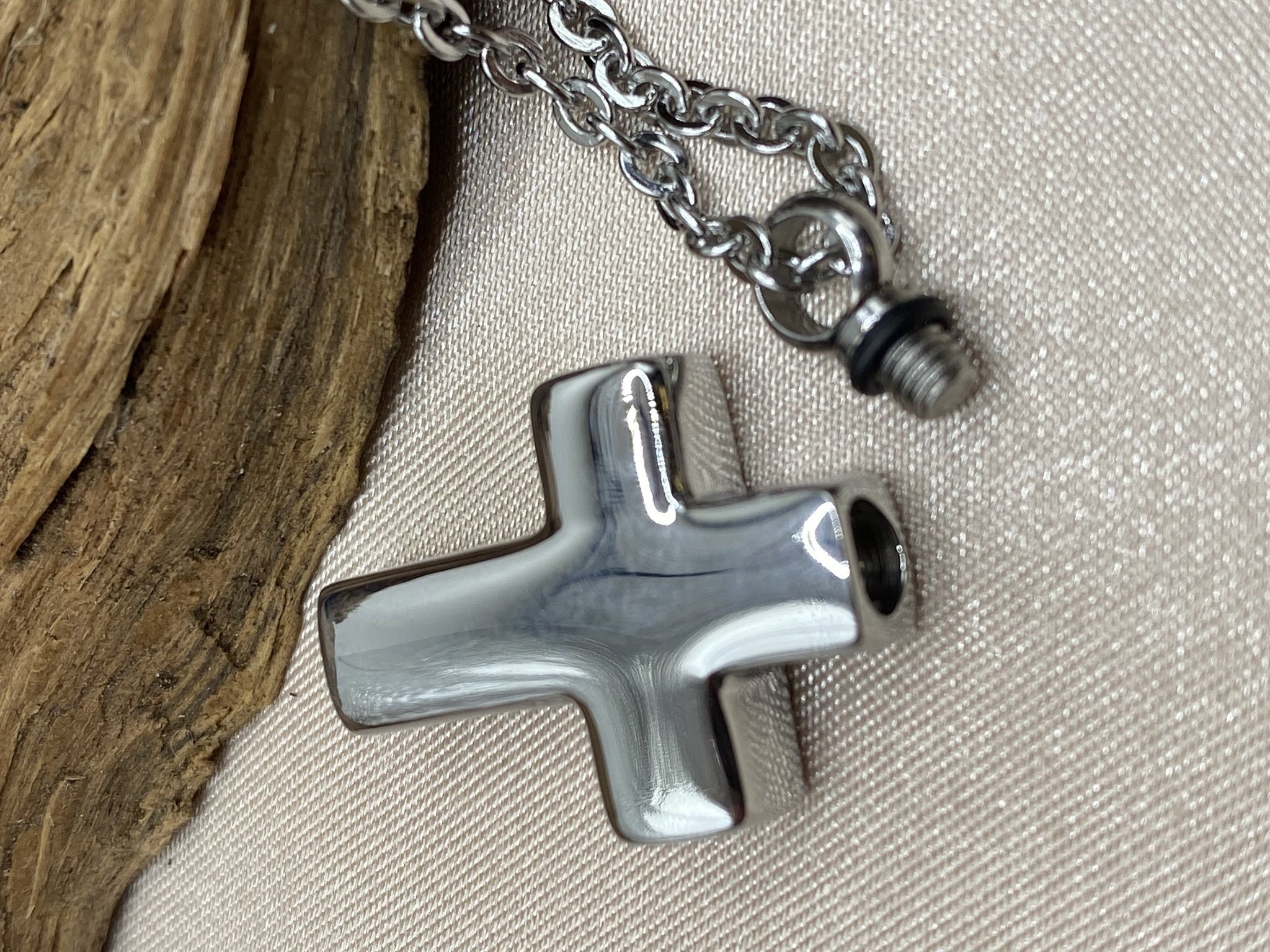 Personalized Cross Necklace Silver Cross Locket Cremate - Etsy