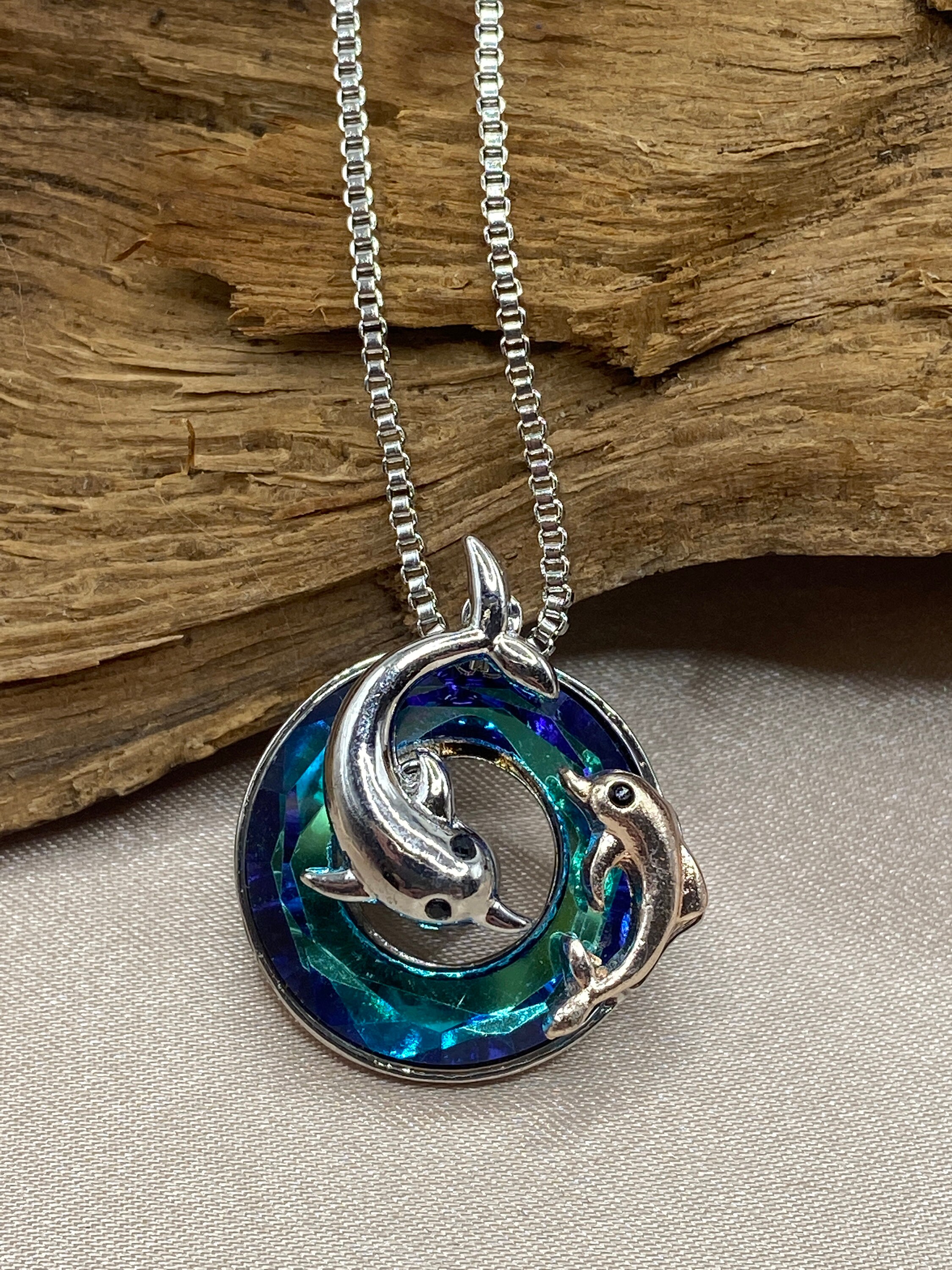 Graceful Dolphin Cremation Urn Pendant Necklace With Blue - Etsy