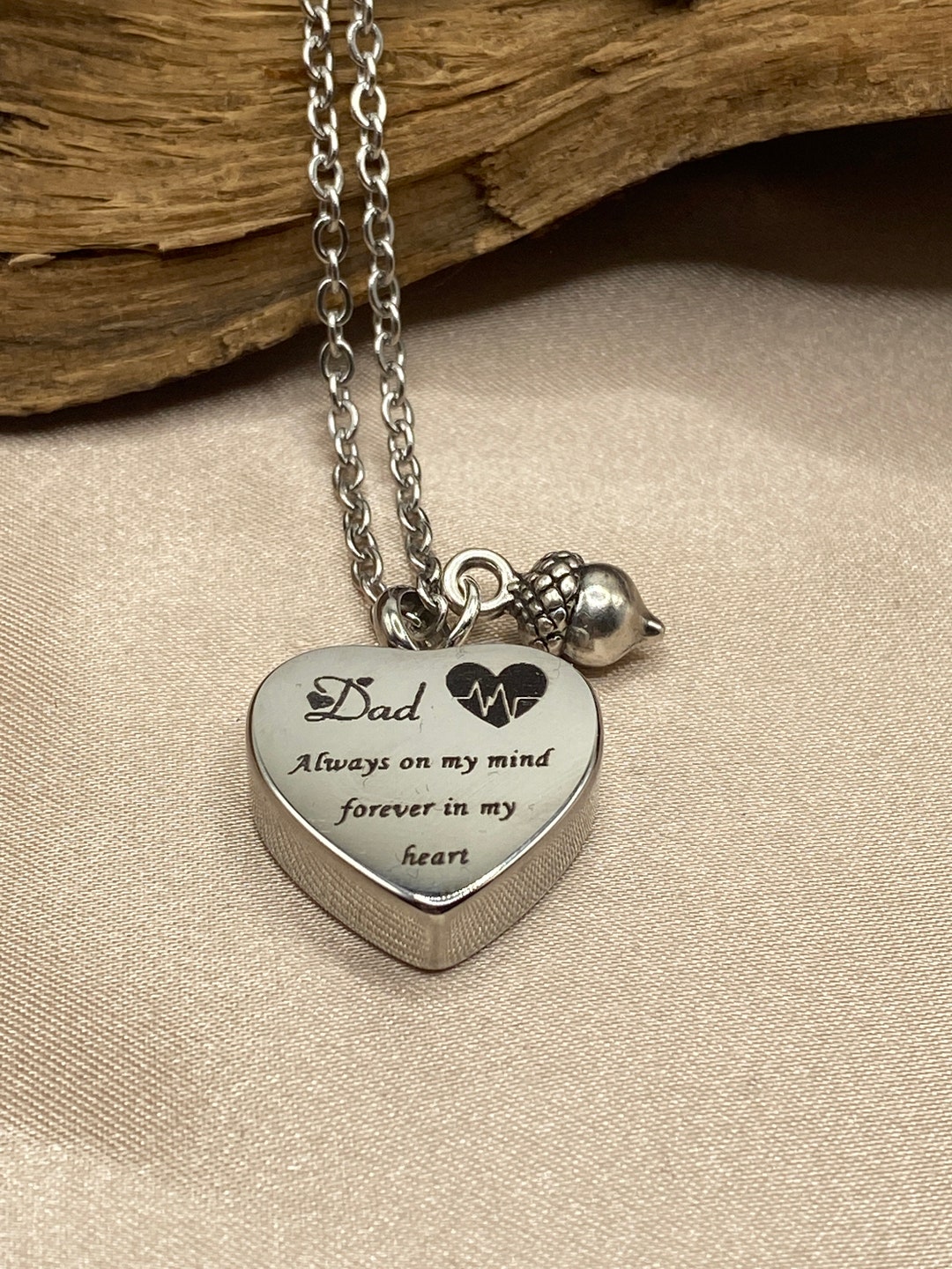 Memorial Acorn Urn Necklace for Ashes - Heart Ash Holder Jewelry for ...