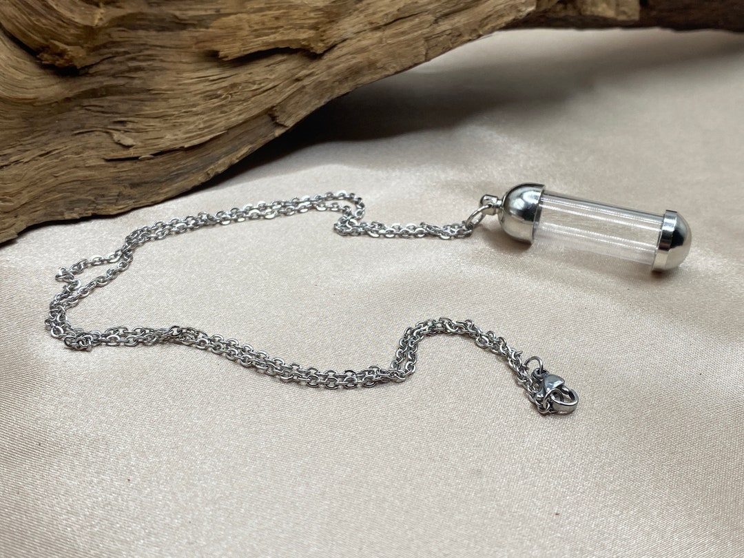 Clear Glass Tube Urn Necklace, Cremation Urn Jewelry for Human Ashes ...