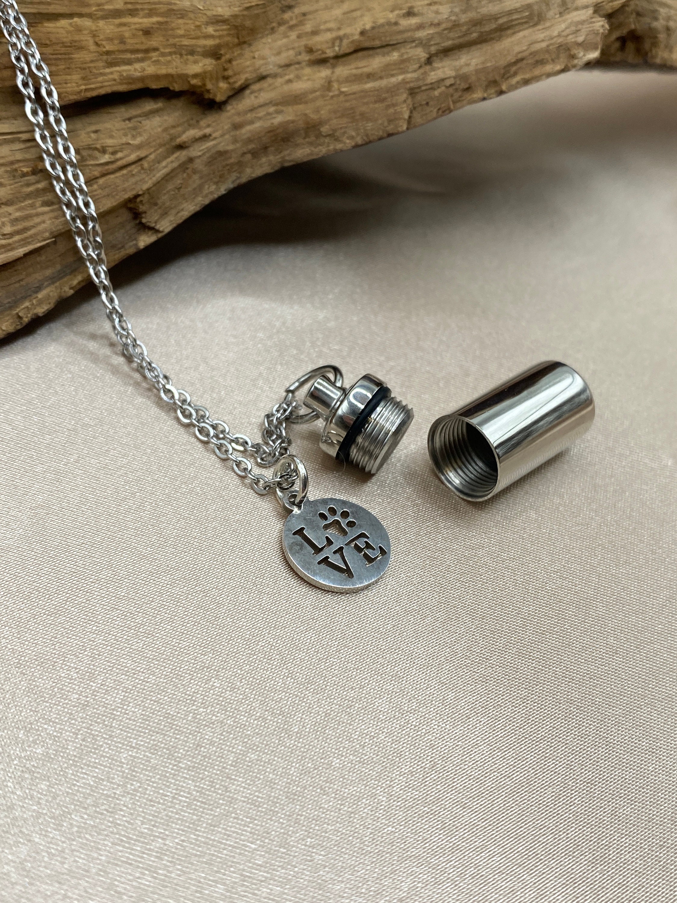 Cylinder Cremation Necklace, Urn Locket for Pet Ashes, Memorial Urn ...
