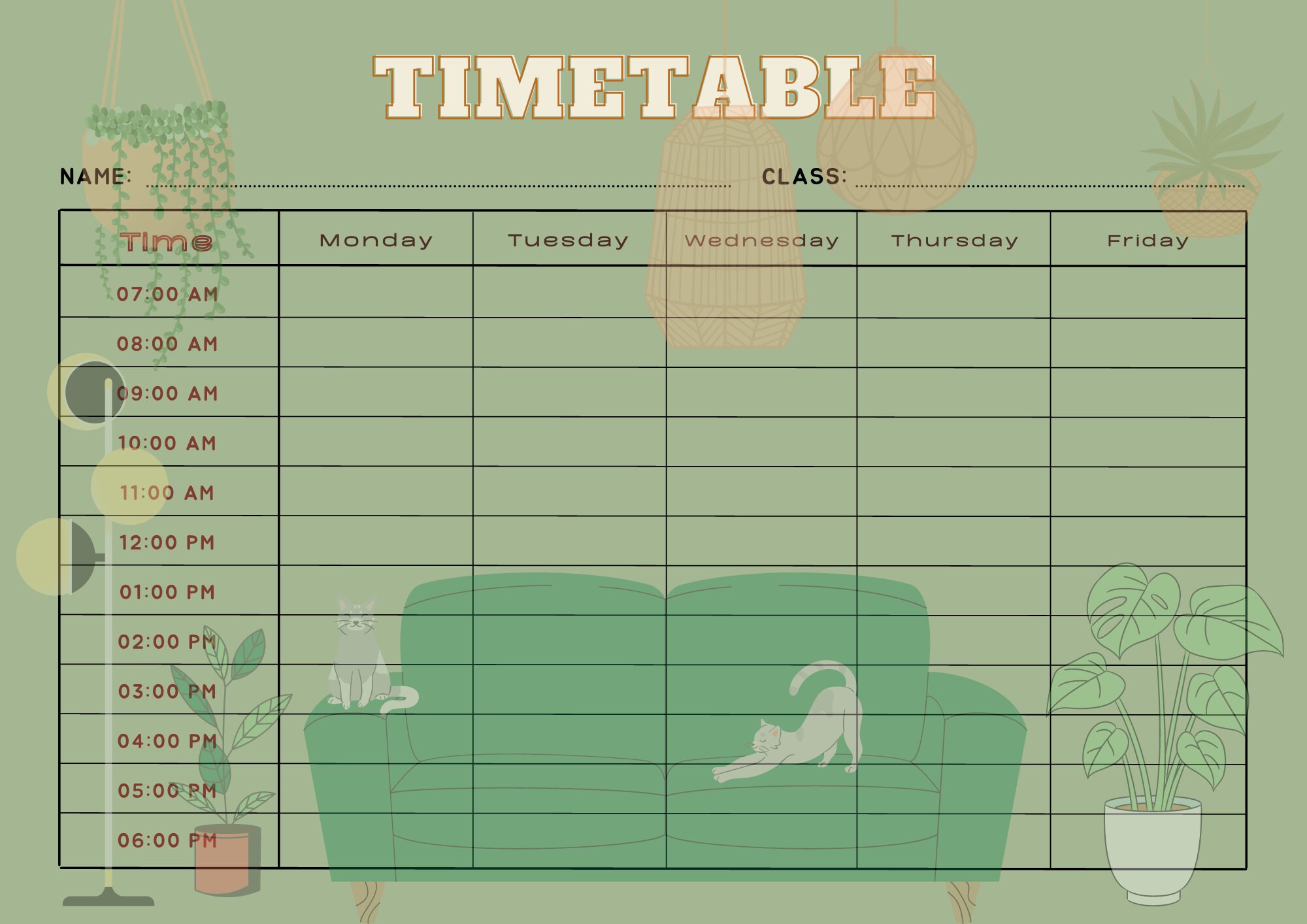 Digital Printable Timetable - Etsy