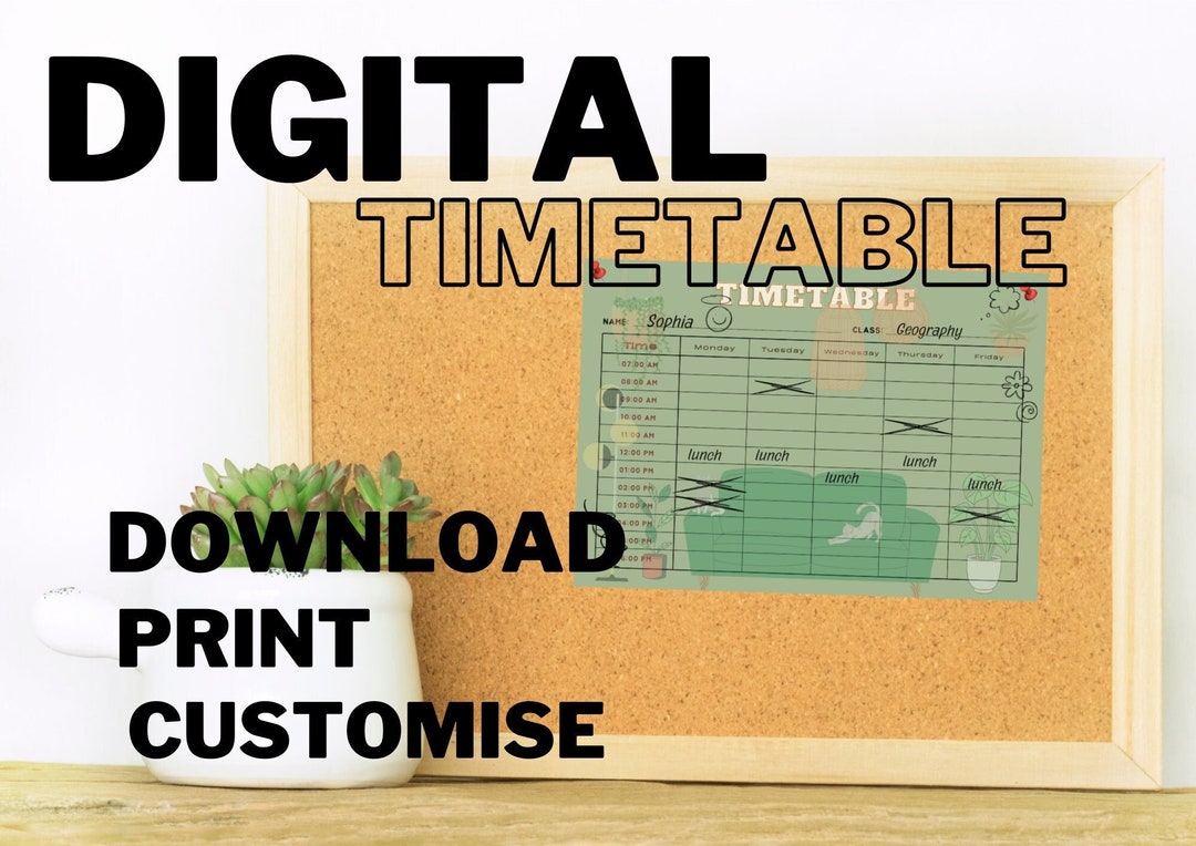 Digital Printable Timetable - Etsy