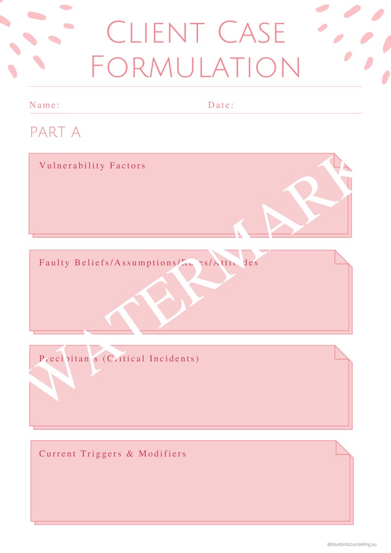 Pastel Pink Digital Client Case Formulation, Therapist Planner ...