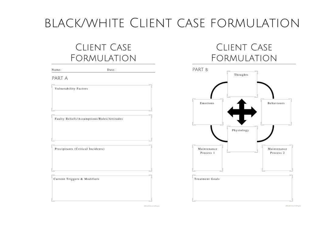 Minimal Digital Client Case Formulation, Therapist Planner, Counselor ...