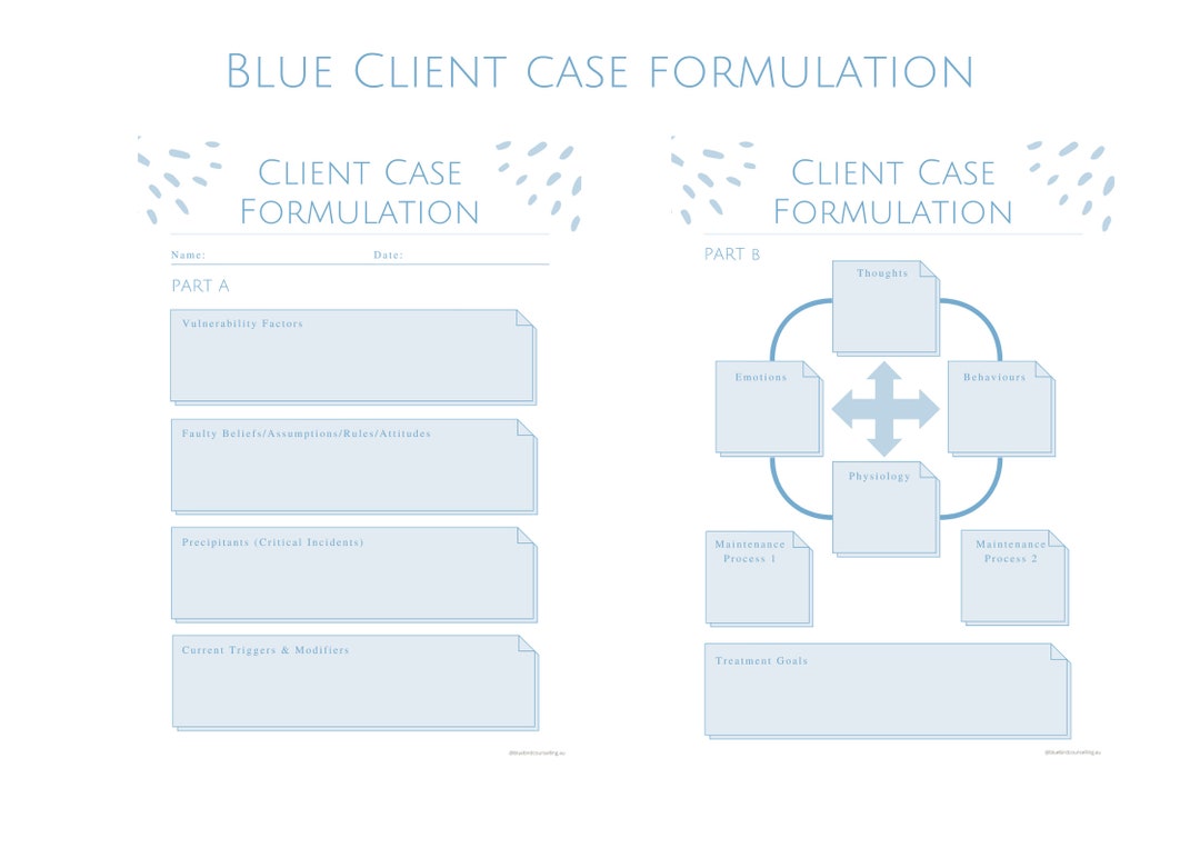 Pastel Blue Digital Client Case Formulation, Therapist Planner ...