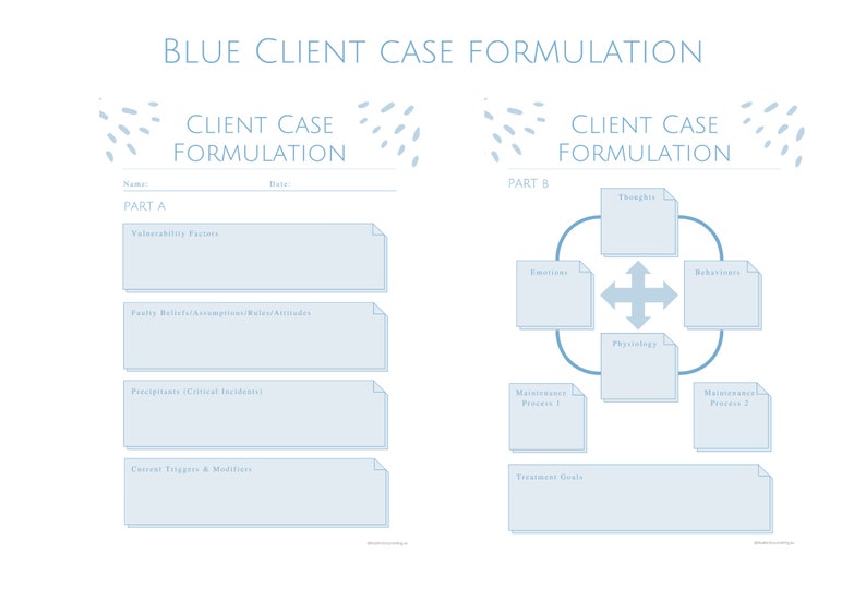 Pastel Blue Digital Client Case Formulation, Therapist Planner ...