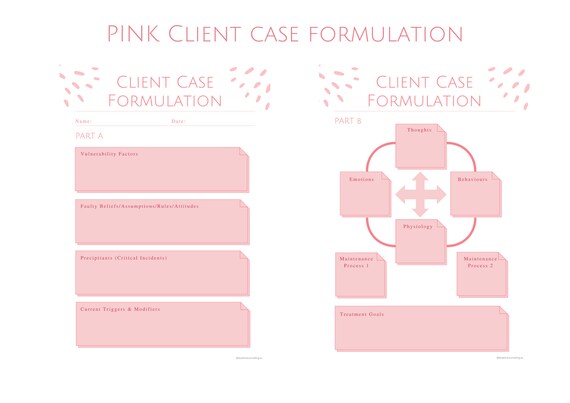 Pastel Pink Digital Client Case Formulation Therapist - Etsy